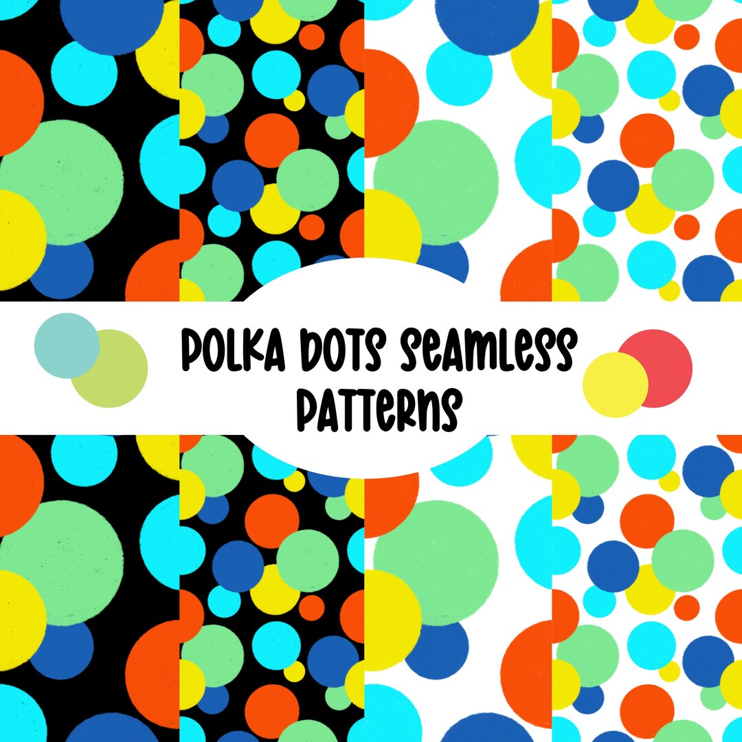 Seamless Patterns| Polka Dots Digital Paper| Polka Dots on Black and ...