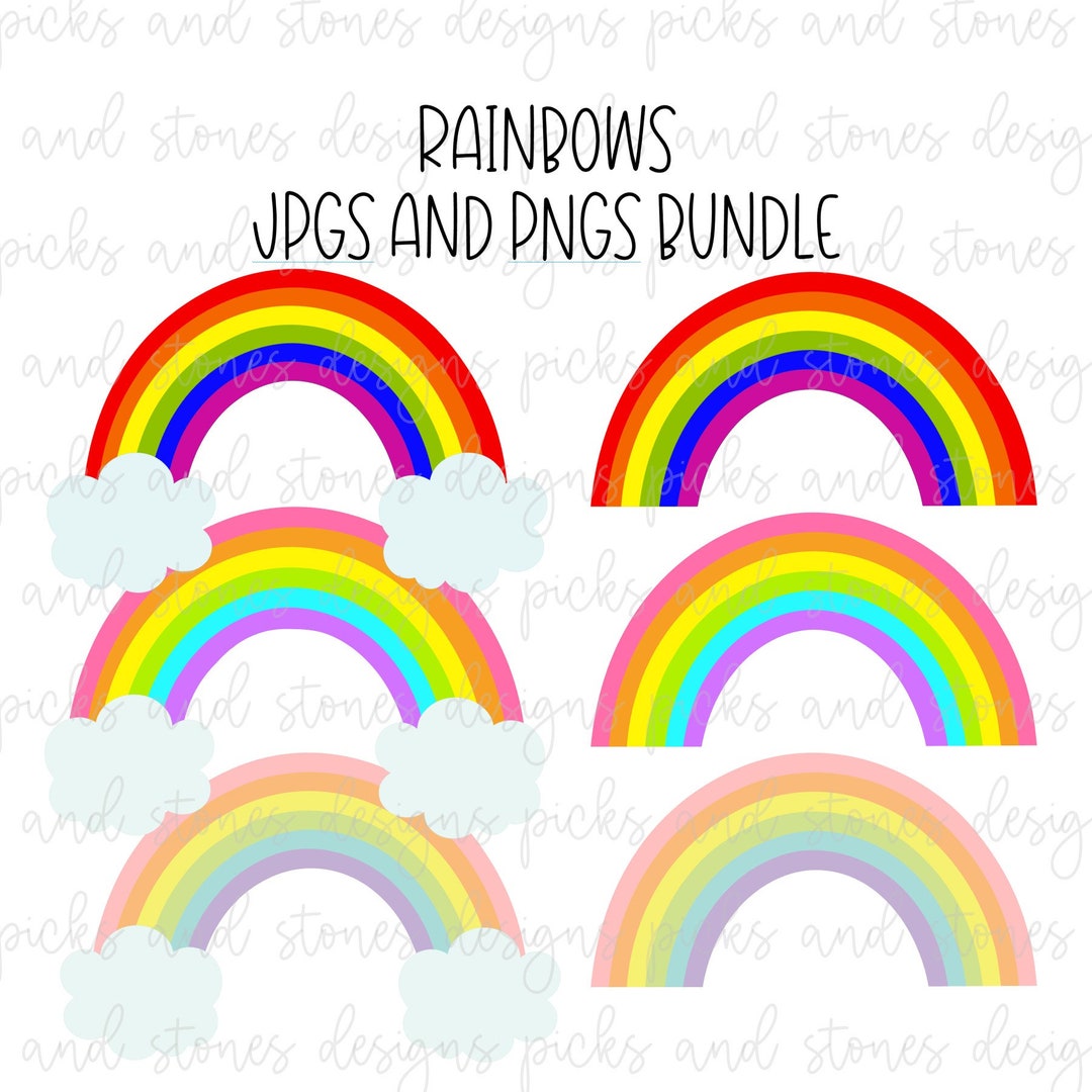 Rainbow Digital Stickers Clipart| Pastel Rainbow| Brights Rainbow ...