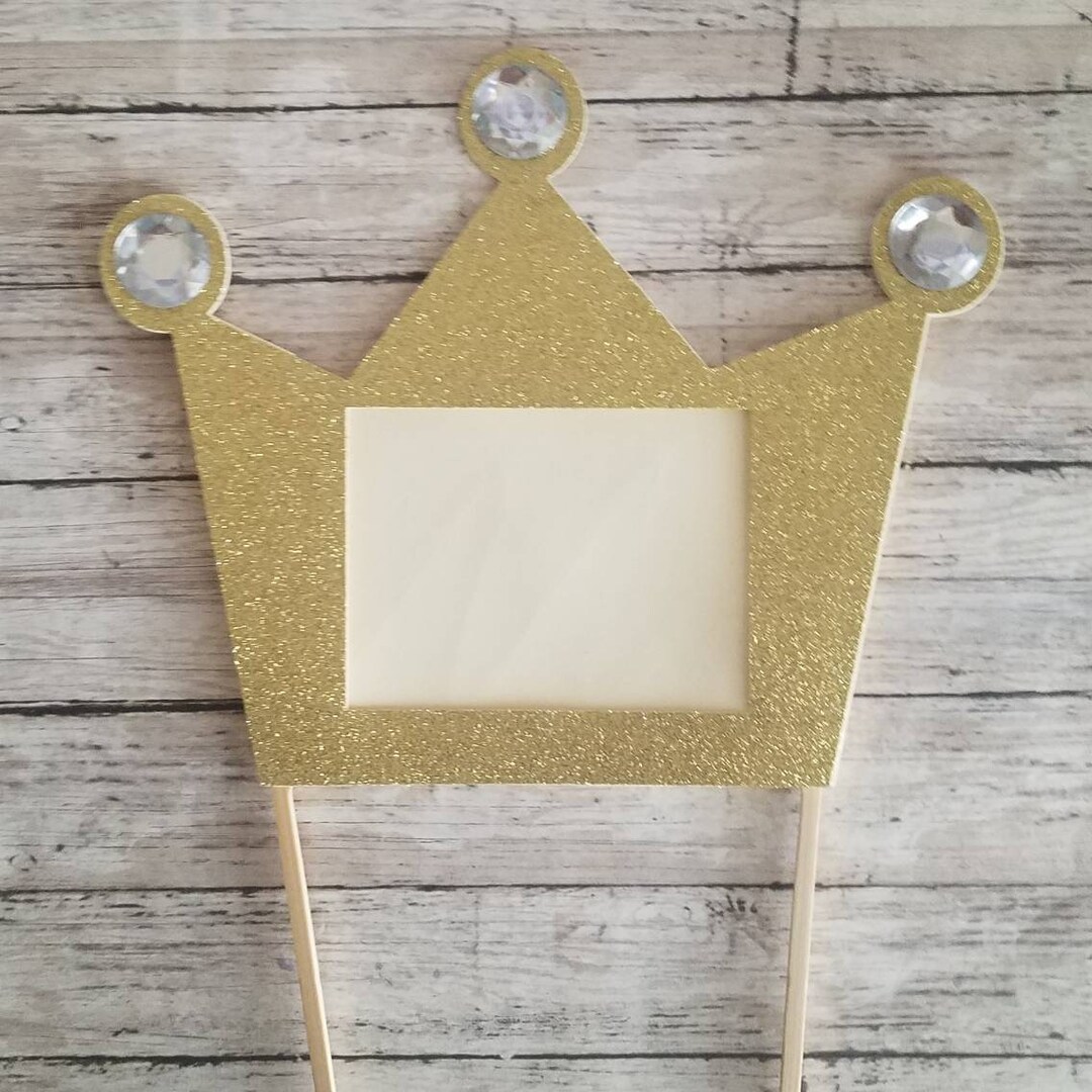 Glitter Crown Picture Frame Cake Topper Princess Photo Frame Birthday ...