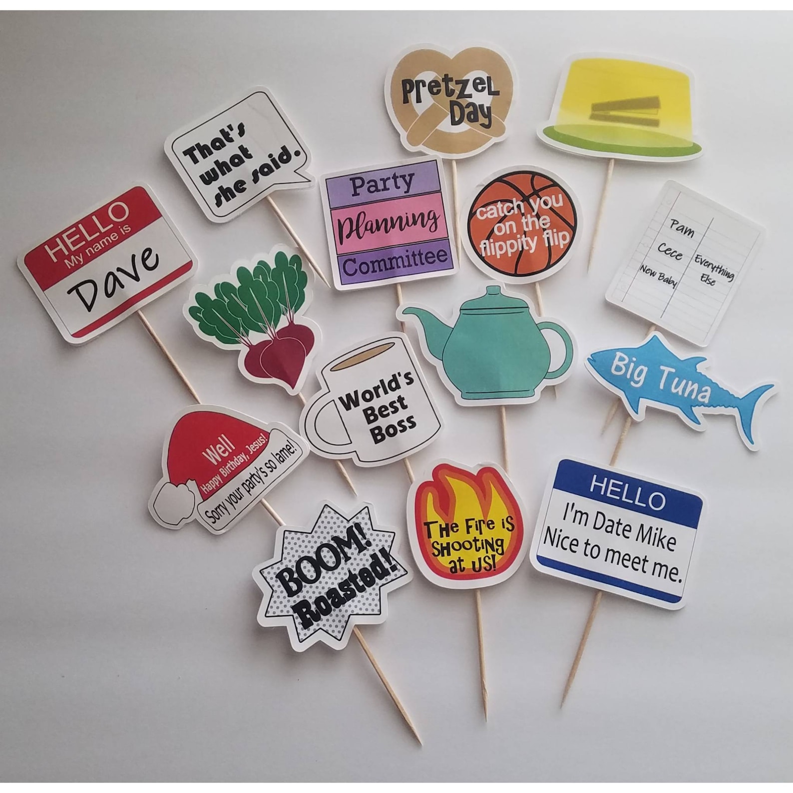 The Office Inspired Cupcake Toppers set of 15 - Etsy