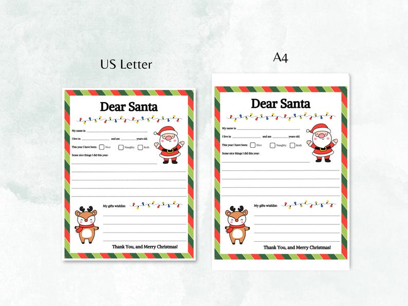 Printable Dear Santa Letter Christmas Wishlist, Christmas Eve Box ...