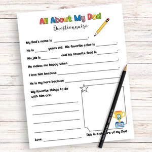 All About My Dad Printable Questionnaire, Father’s Day Gift From Kids ...