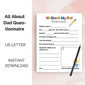 All About My Dad Printable Questionnaire, Father’s Day Gift From Kids ...
