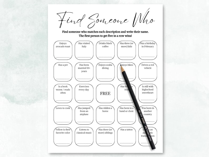 Find Someone Who Bingo, Printable Icebreaker Games, Get to Know You ...