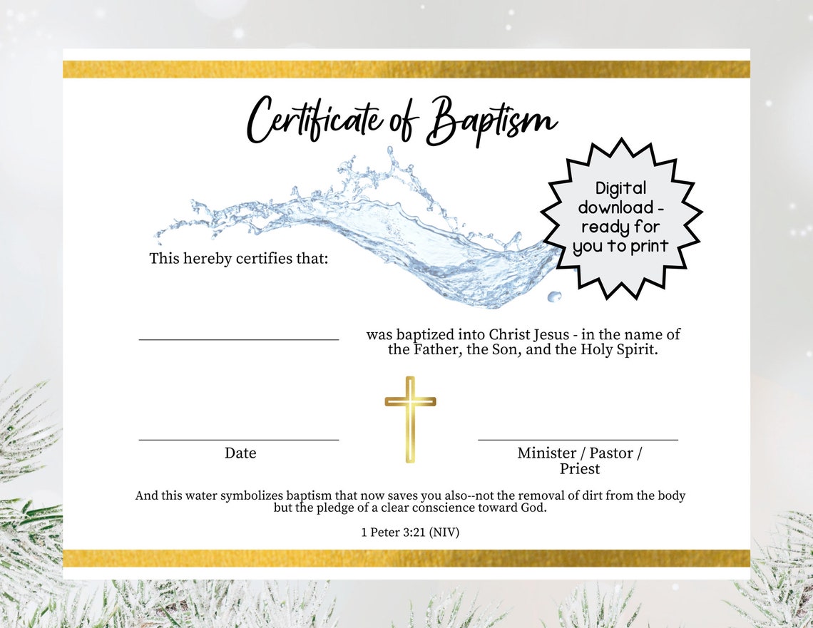 Certificate of Baptism Printable, Printable Baptism Certificate ...