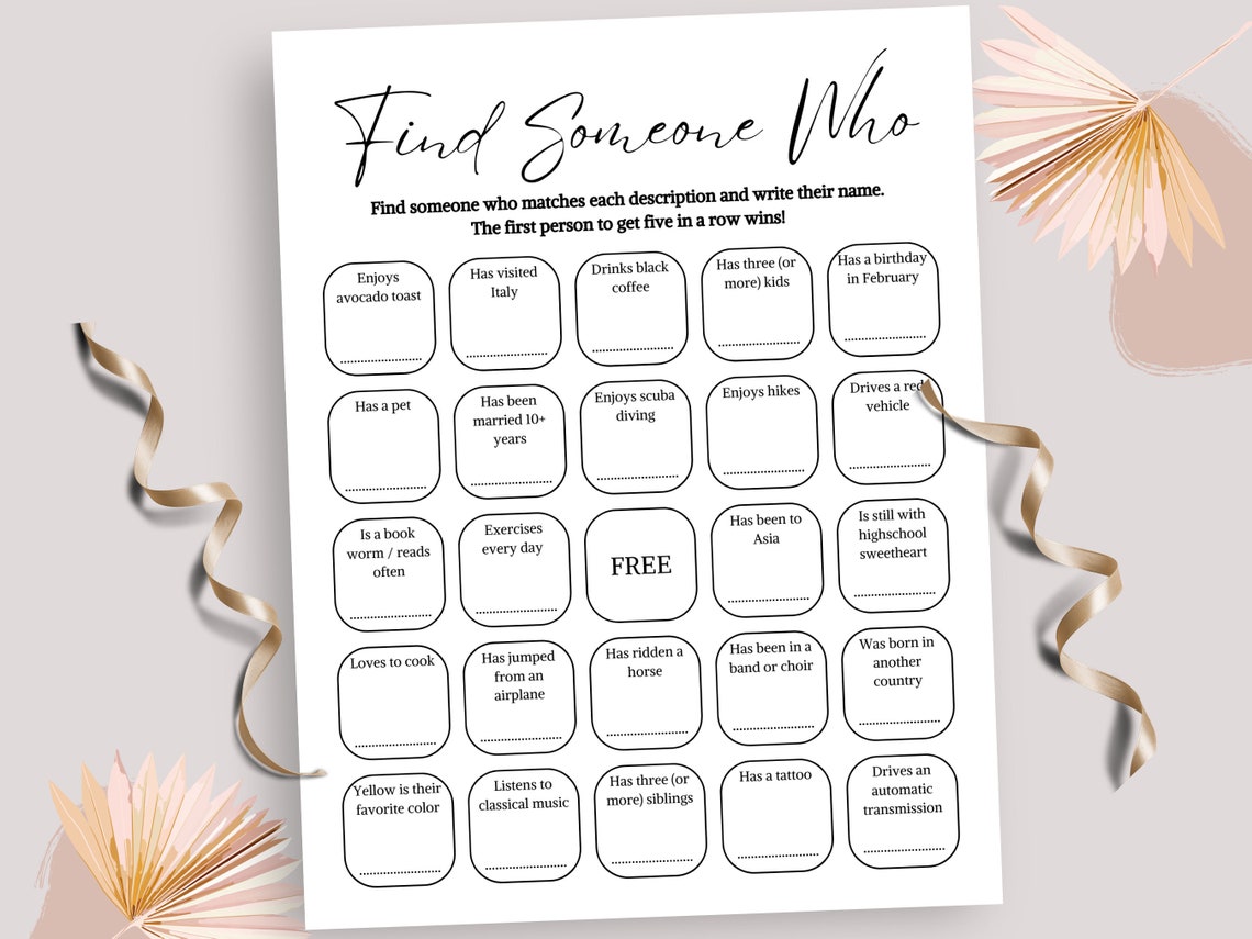 Find Someone Who Bingo, Printable Icebreaker Games, Get to Know You ...