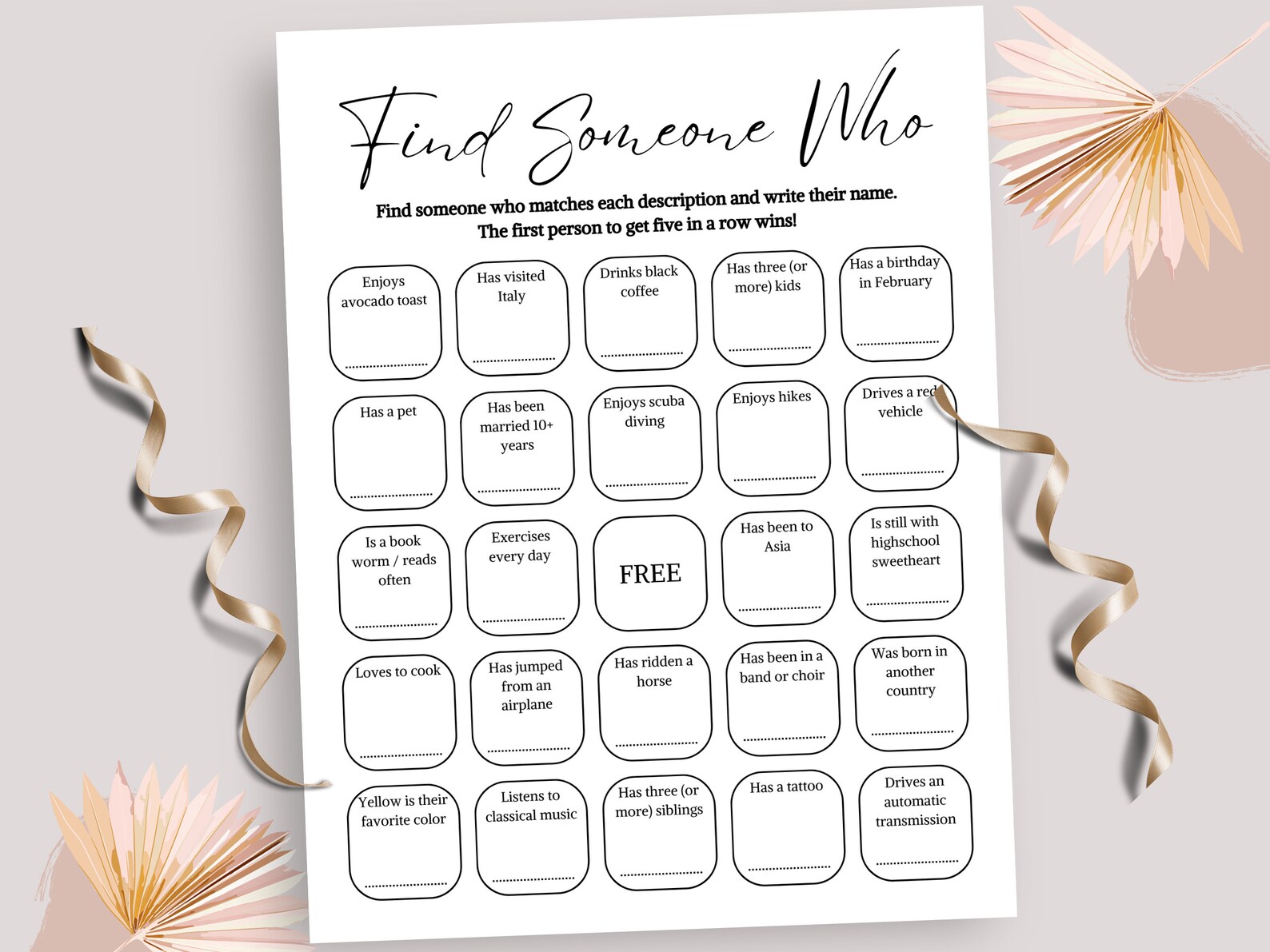 Find Someone Who Bingo, Printable Icebreaker Games, Get to Know You ...