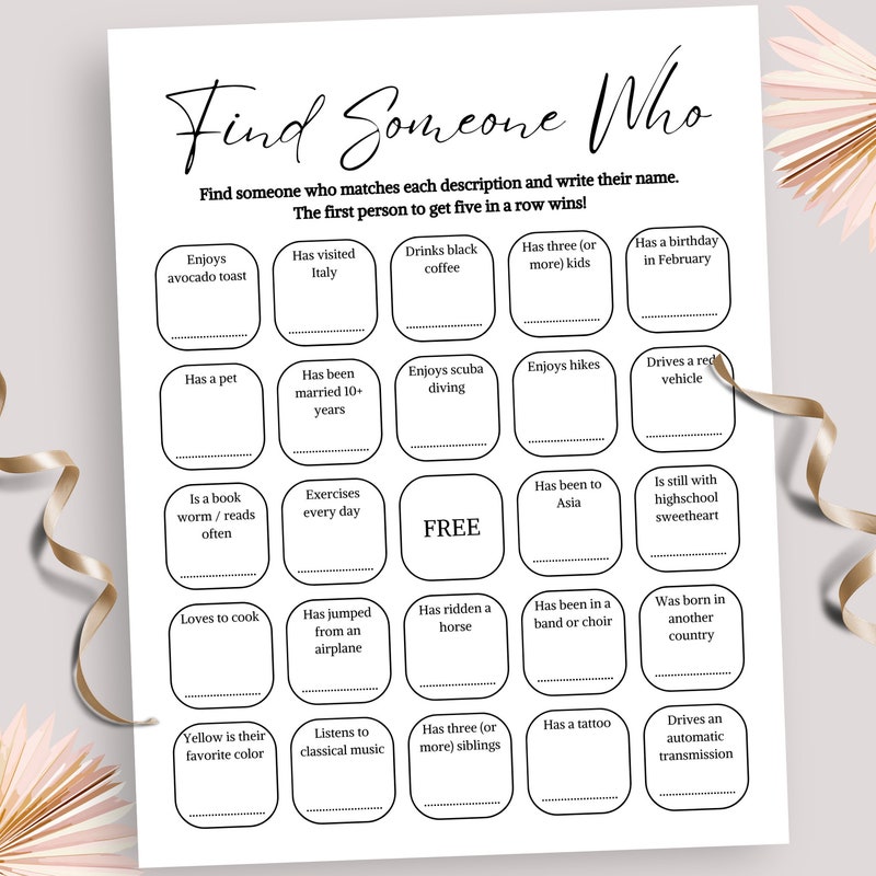 Find Someone Who Game - Etsy