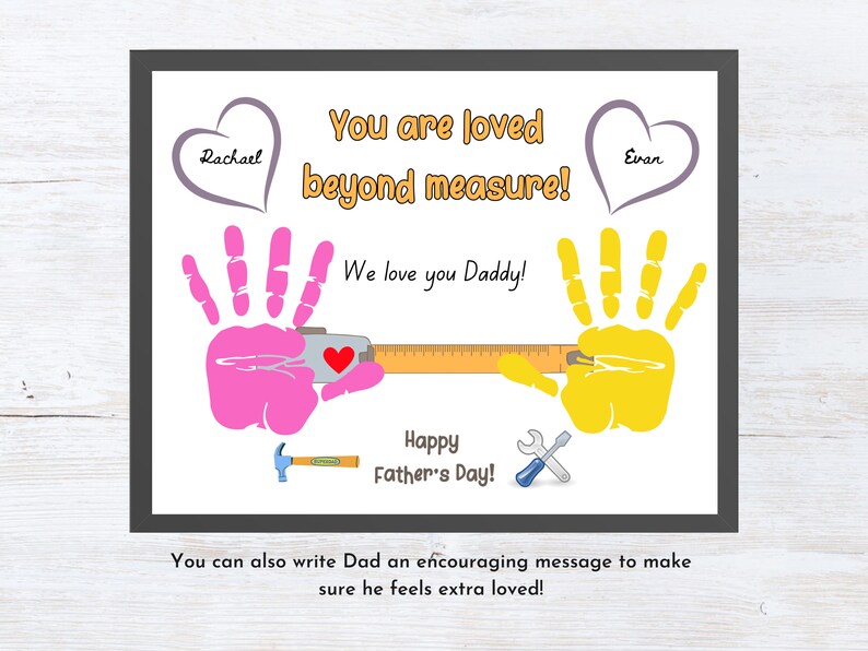 Father's Day Handprint Craft, Printable Dad Gift, Tape Measure ...