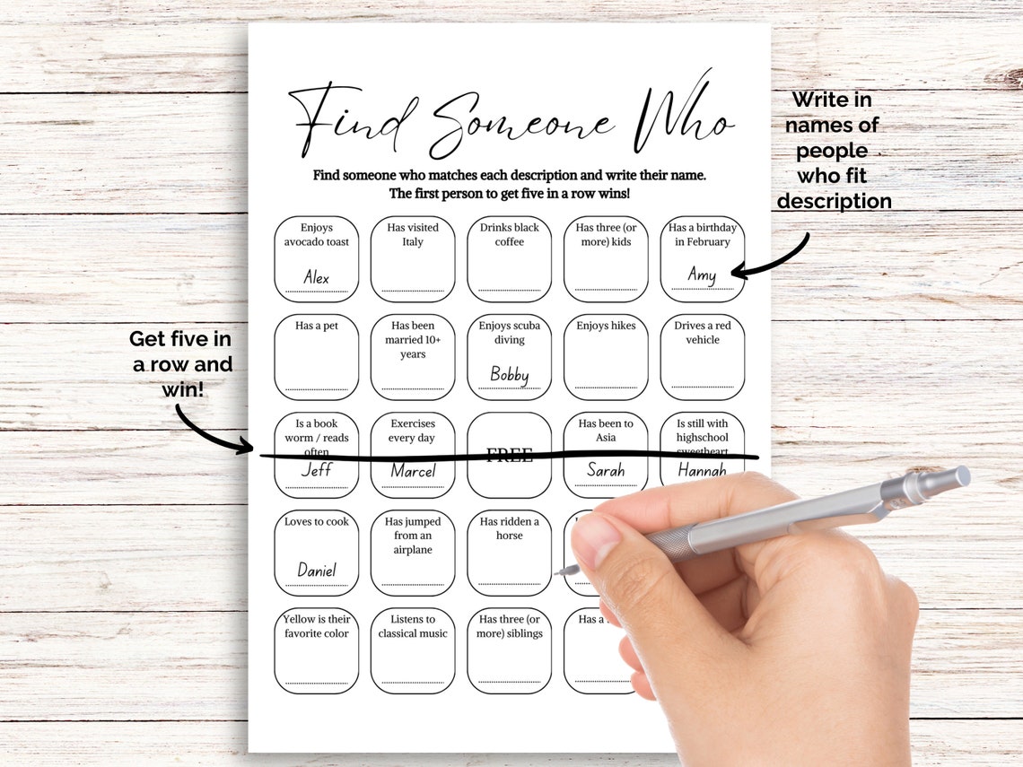 Find Someone Who Bingo, Printable Icebreaker Games, Get to Know You ...