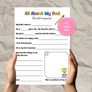 All About My Dad Printable Questionnaire, Father’s Day Gift From Kids ...