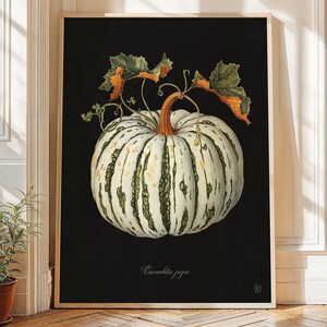 Pumpkin Botanical Art Print, Cottagecore Fall Wall Art, Victorian ...