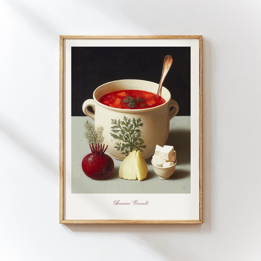 Ukrainian Borscht Art Print – Still Life Food Illustration, Kitchen ...