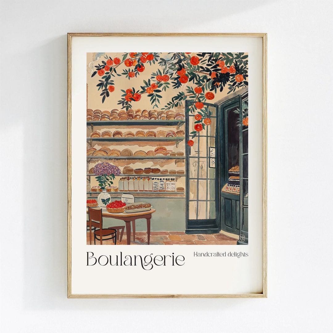 French Bakery Digital Art Print, Watercolor Boulangerie Illustration ...