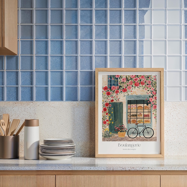Cozy French Boulangerie Wall Art Print - Spring Romantic Bakery, French ...