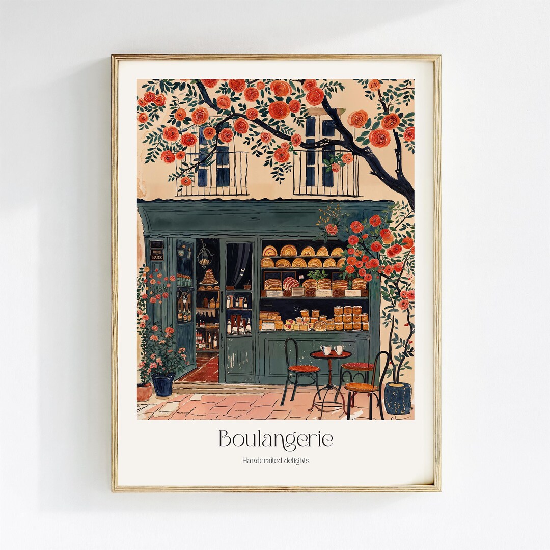 French Bakery Cafe Digital Art Print, Boulangerie Watercolor ...