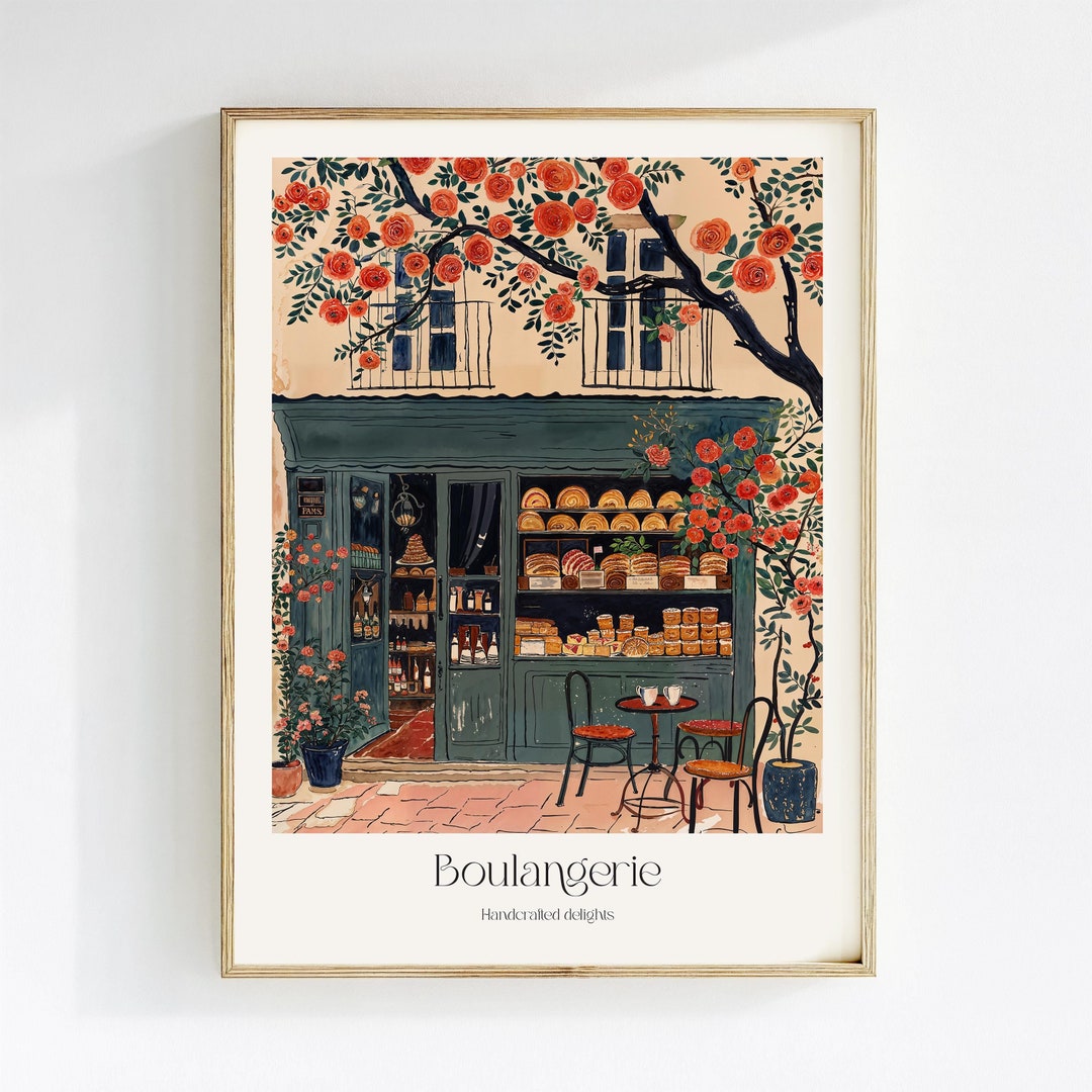 French Boulangerie Art Print, Bakery Watercolor Illustration, Paris ...