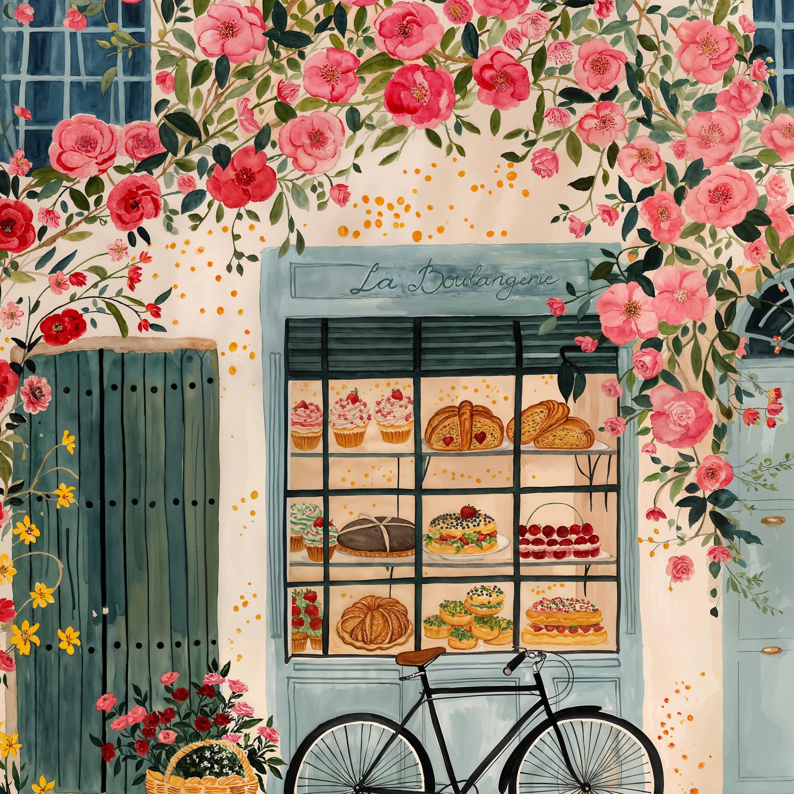 Rose Boulangerie Art Print – French Bakery Wall Art, Kitchen Wall Art ...