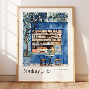 French Boulangerie Wall Art Print, Blue Art Print, Bakery Decor ...