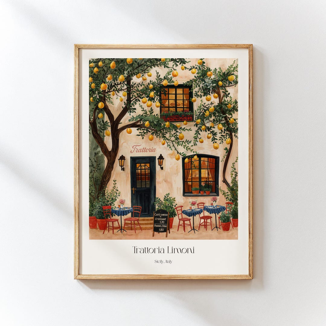 Italian Kitchen Wall Art, Lemon Trattoria Print, Mediterranean Cafe ...