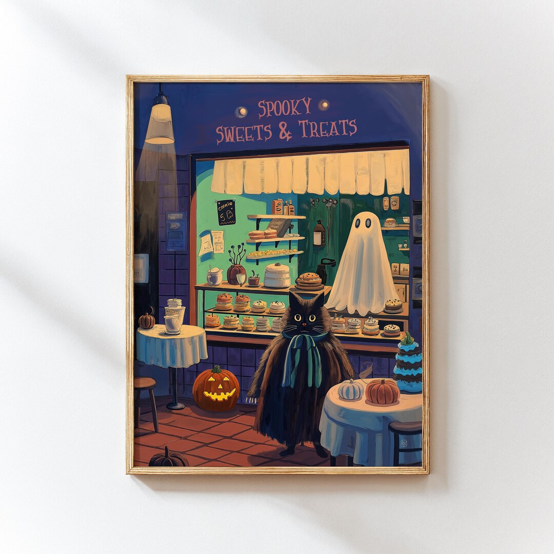 Halloween Spooky Bakery Art Print, Vintage Comics Style Autumn Poster ...