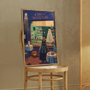 Halloween Spooky Bakery Art Print, Vintage Comics Style Autumn Poster ...