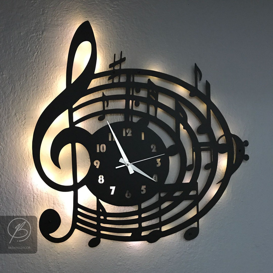 Music Metal Wall Clock, Oversized Wall Clock,music Clock,metal Modern ...