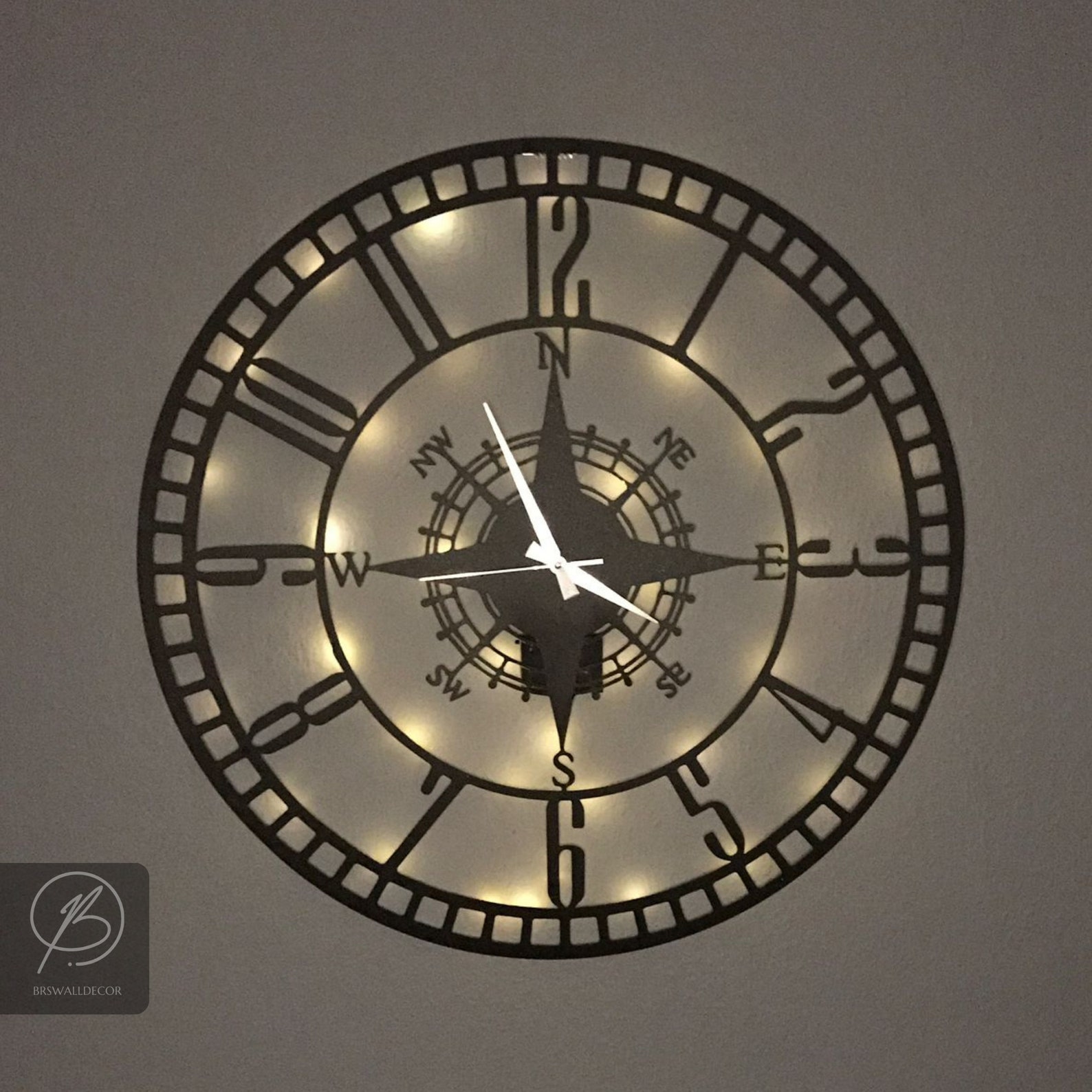 XXL Compass Wall Clock, Oversized Wall Clock,compass Clock,metal Modern ...