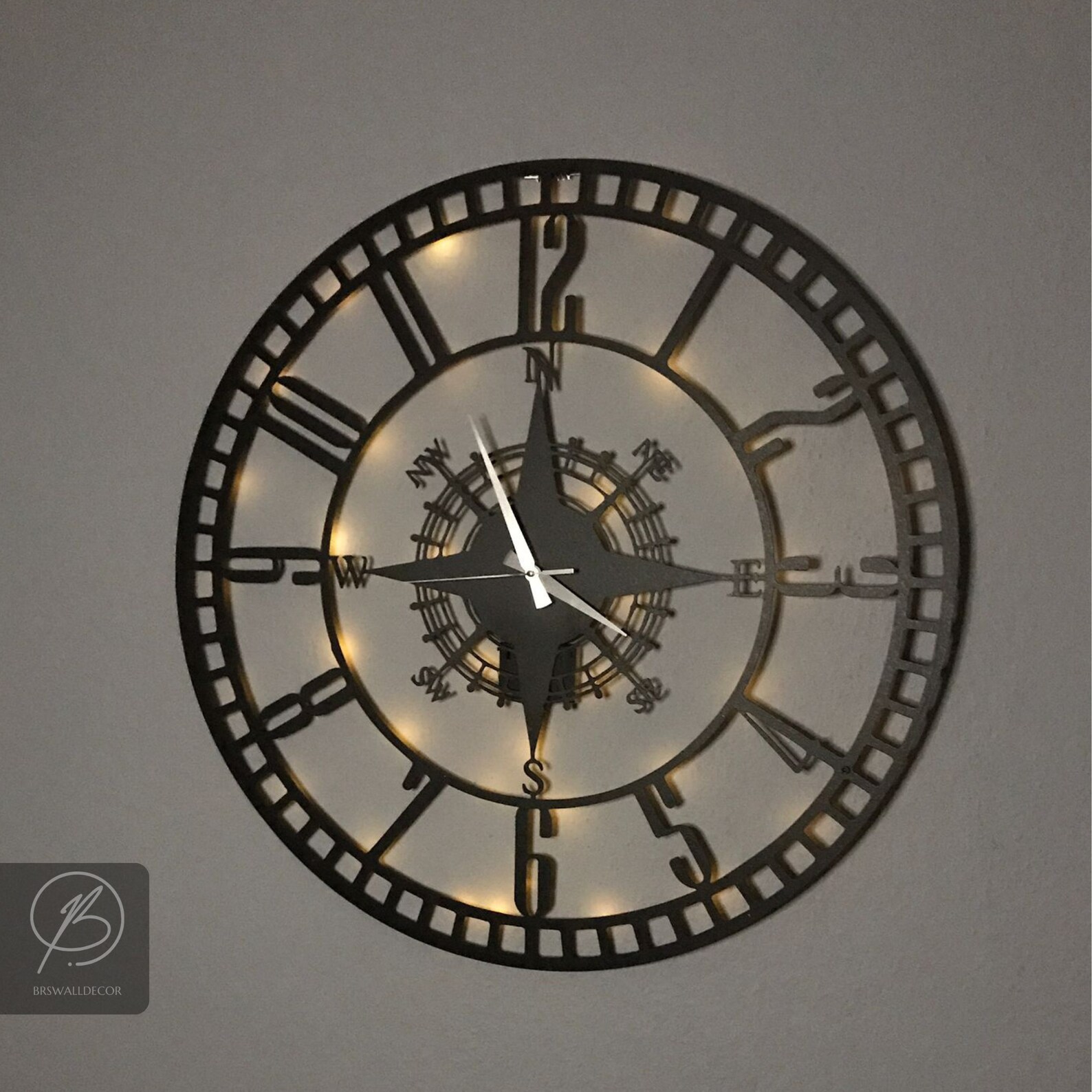 XXL Compass Wall Clock, Oversized Wall Clock,compass Clock,metal Modern ...