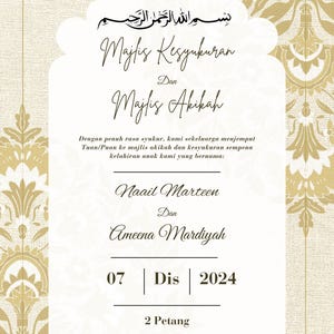 Beige and Yellow Traditional Design Akikah Invitation, Majlis Akikah ...