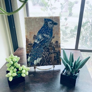 Blue Jay Stained Glass Mosaic on Canvas - Etsy