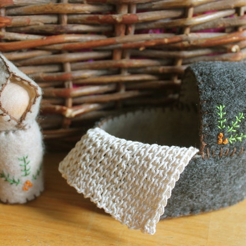 Felt Pine Cradle Gnome Doll Set Vegan - Etsy
