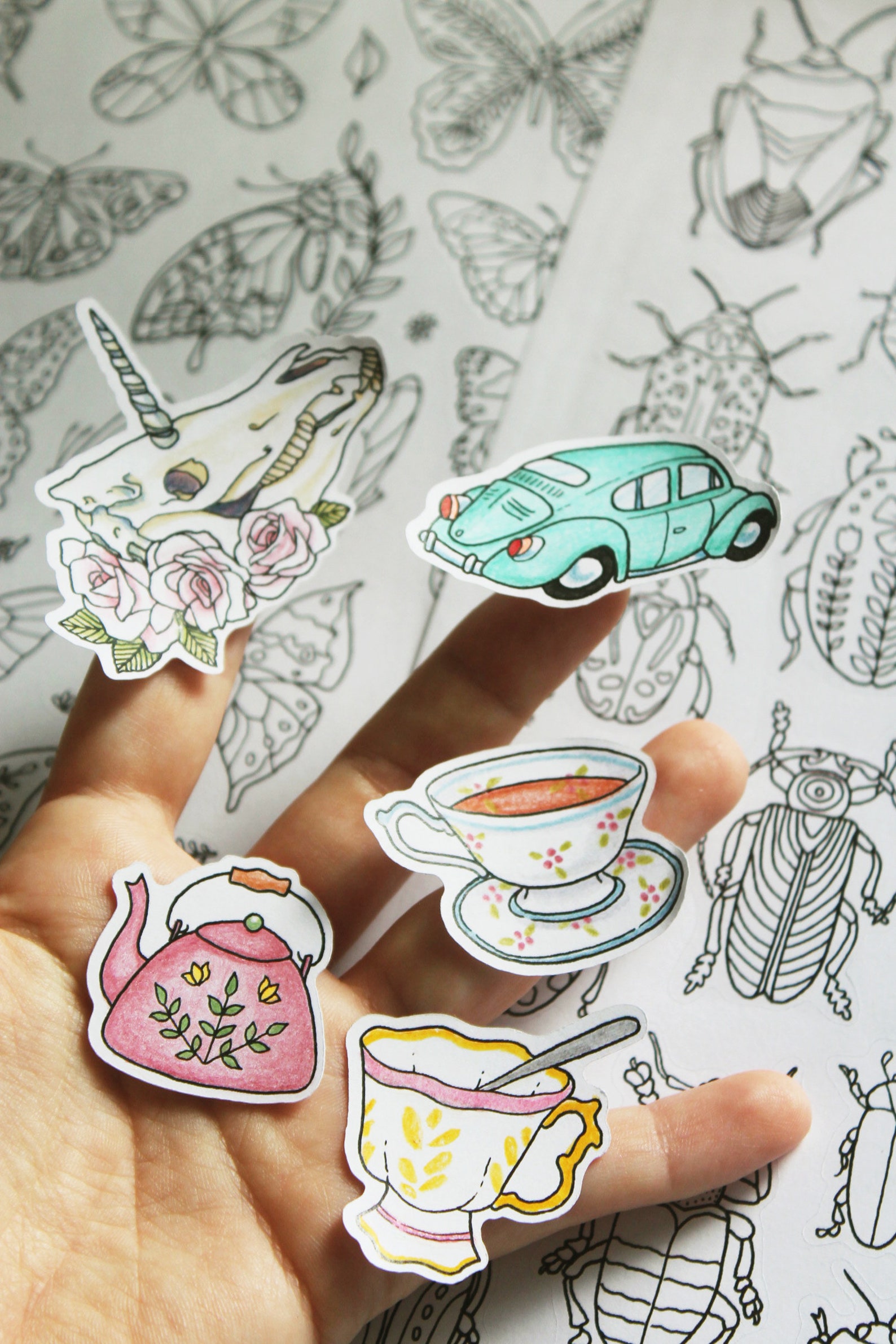 Colorable Stickers Pack DIY Color Your Own Over 350 - Etsy