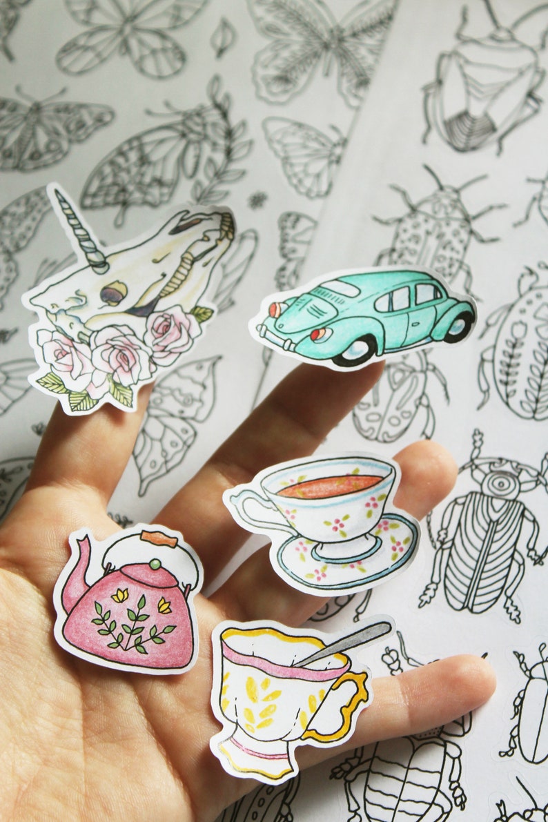Colorable Stickers Pack DIY Color Your Own Over 350 - Etsy