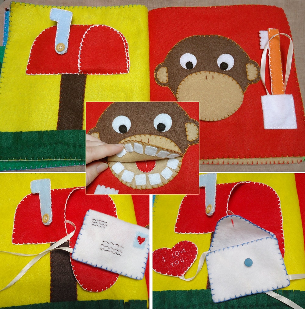 10 Page No-sew Machine Sew or Hand Sew Toddler Felt Busy Book - Etsy