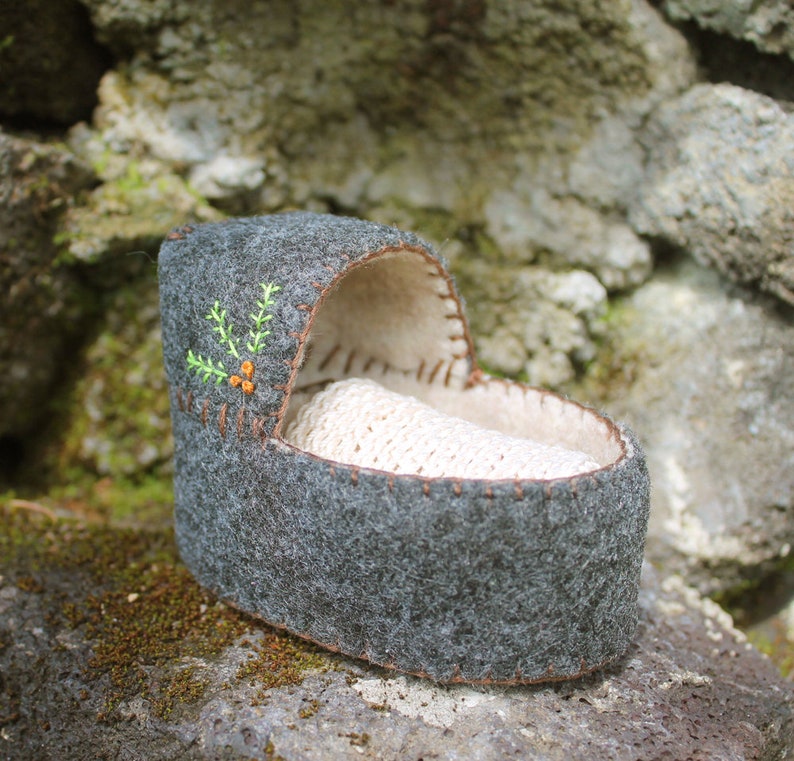 Felt Pine Cradle Gnome Doll Set Vegan - Etsy