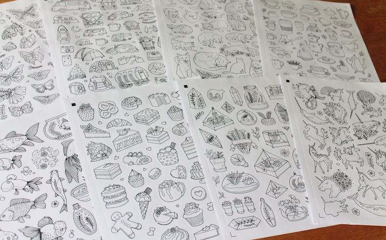 Colorable Stickers Pack DIY Color Your Own Over 350 - Etsy