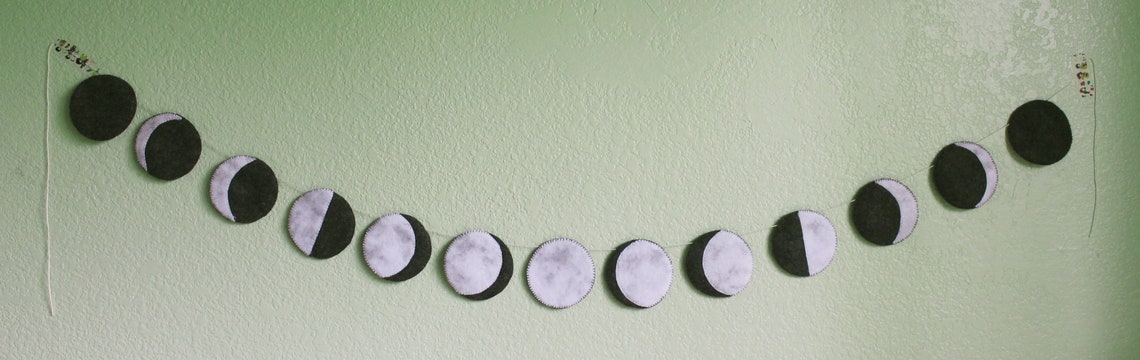 Felt Moon Phase Bunting / Banner Printable Pattern Sew or | Etsy