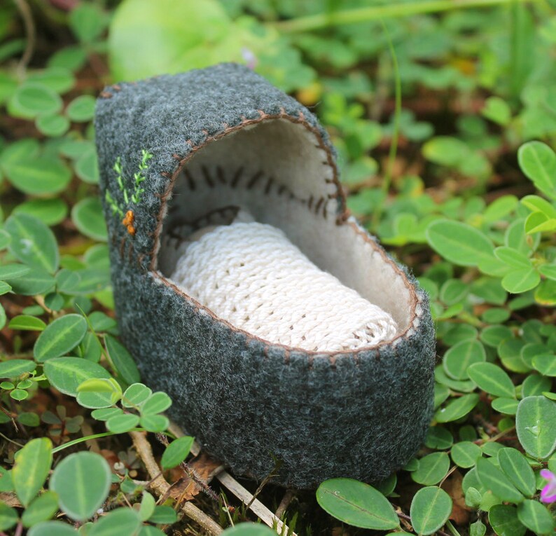 Felt Pine Cradle Gnome Doll Set Vegan - Etsy