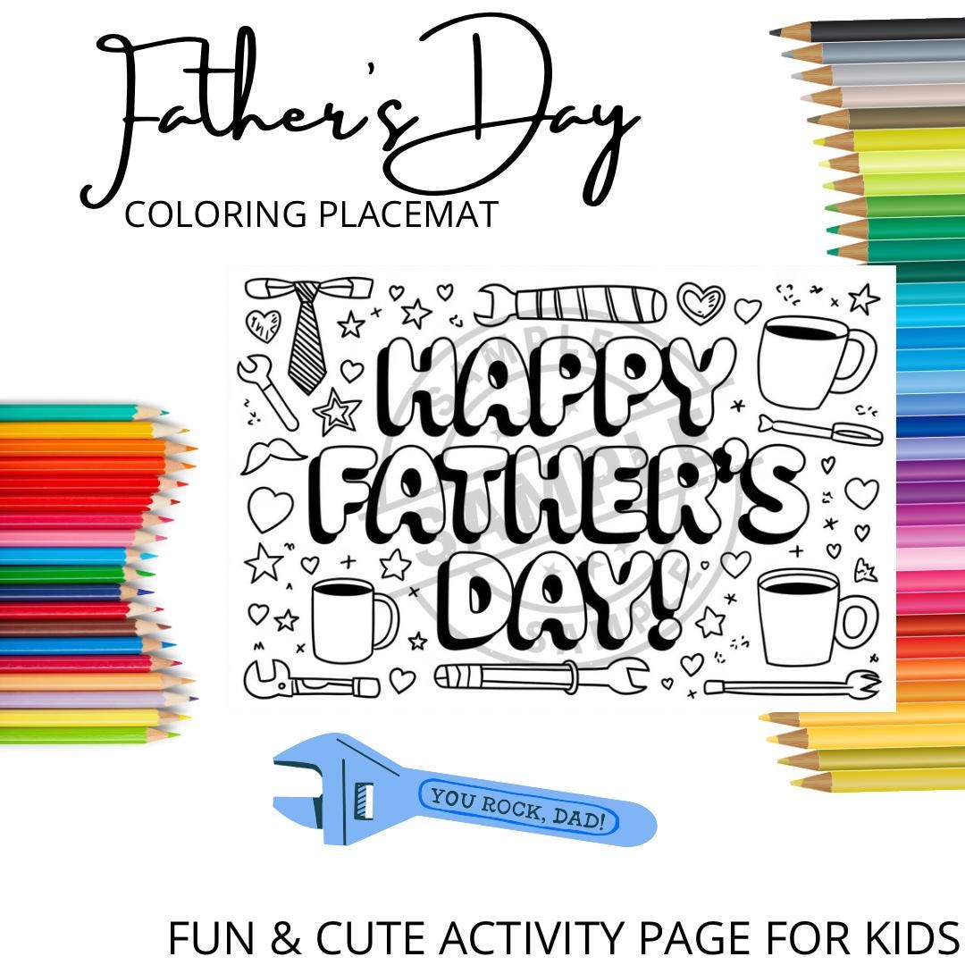 Father’s Day Coloring Placemat for Kids | Printable Activity Page for ...