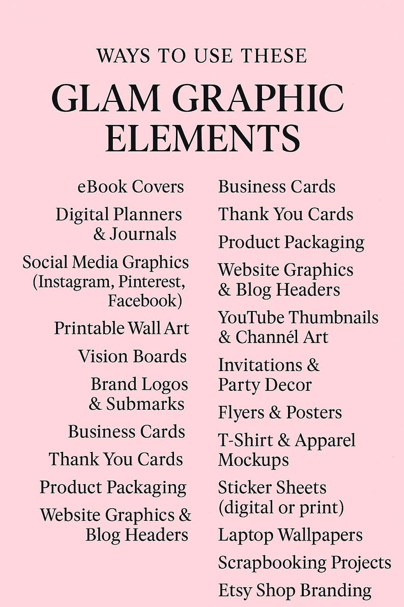 160 Glam Graphic Elements – PNG Clipart for Planners, Social Media ...