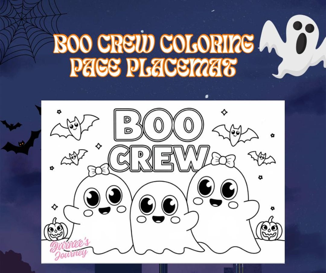 Boo Crew Halloween Coloring Placemat – Cute Kawaii Ghosts Printable ...