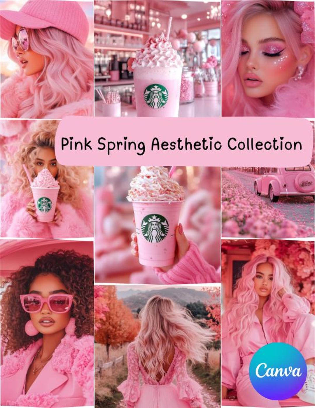 Pink Spring Aesthetic Collection, 66 Digital Prints, Feminine Seasonal ...