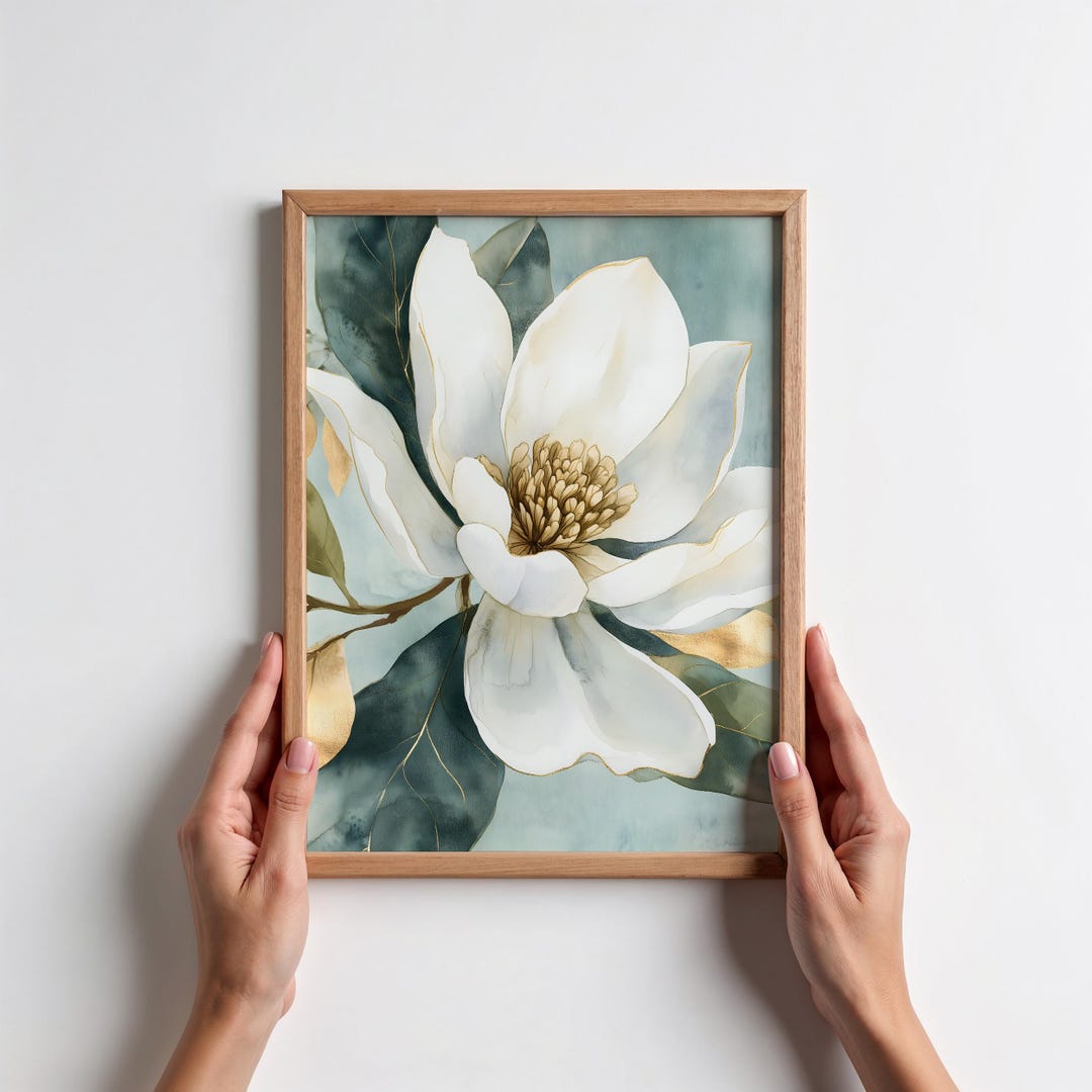 Printable Abstract Magnolia Art Print, Digital Art Print, Modern Floral ...