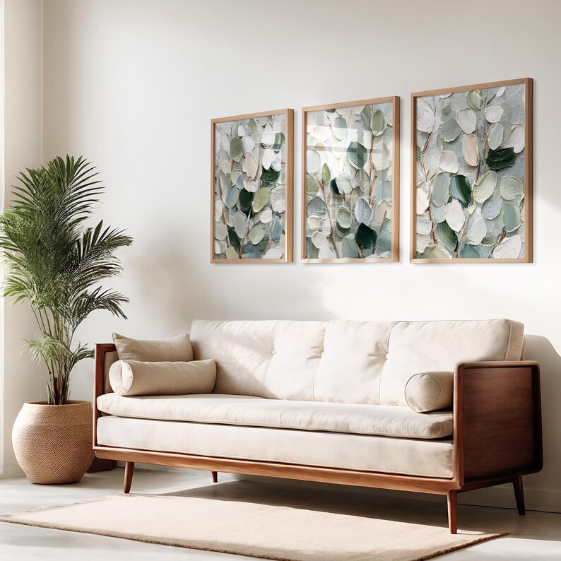 Abstract Eucalyptus Art Prints: Botanical Wall Decor Set (digital ...