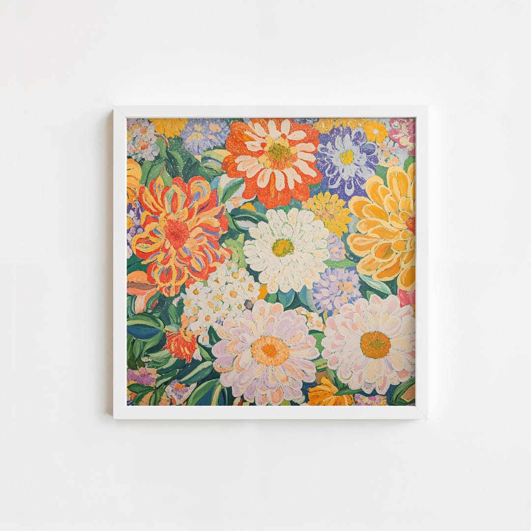 Printable Abstract Floral Art Print, Bright Floral Print, Floral Wall ...