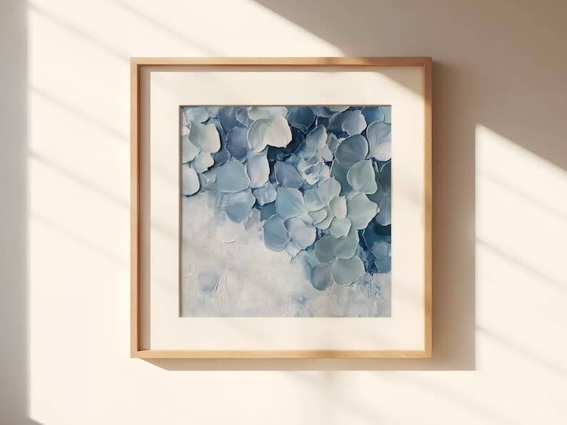 Printable Abstract Blue Hydrangea Art Print, Blue Tones, Blue Wall Art ...