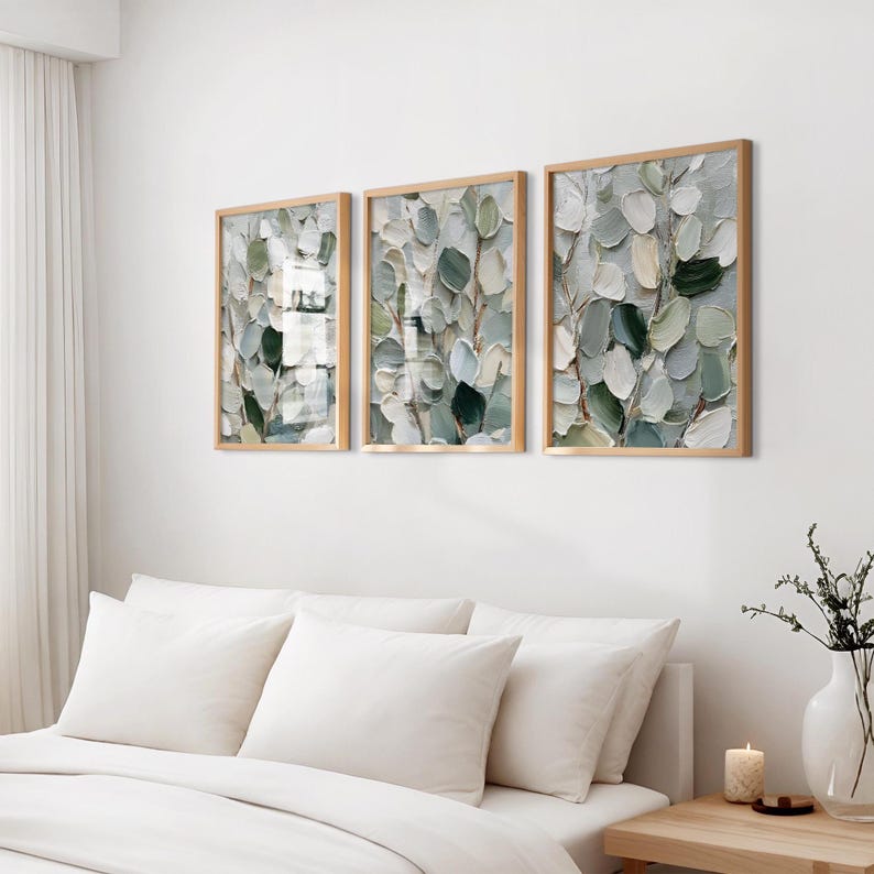 Abstract Eucalyptus Art Prints: Botanical Wall Decor Set (digital ...