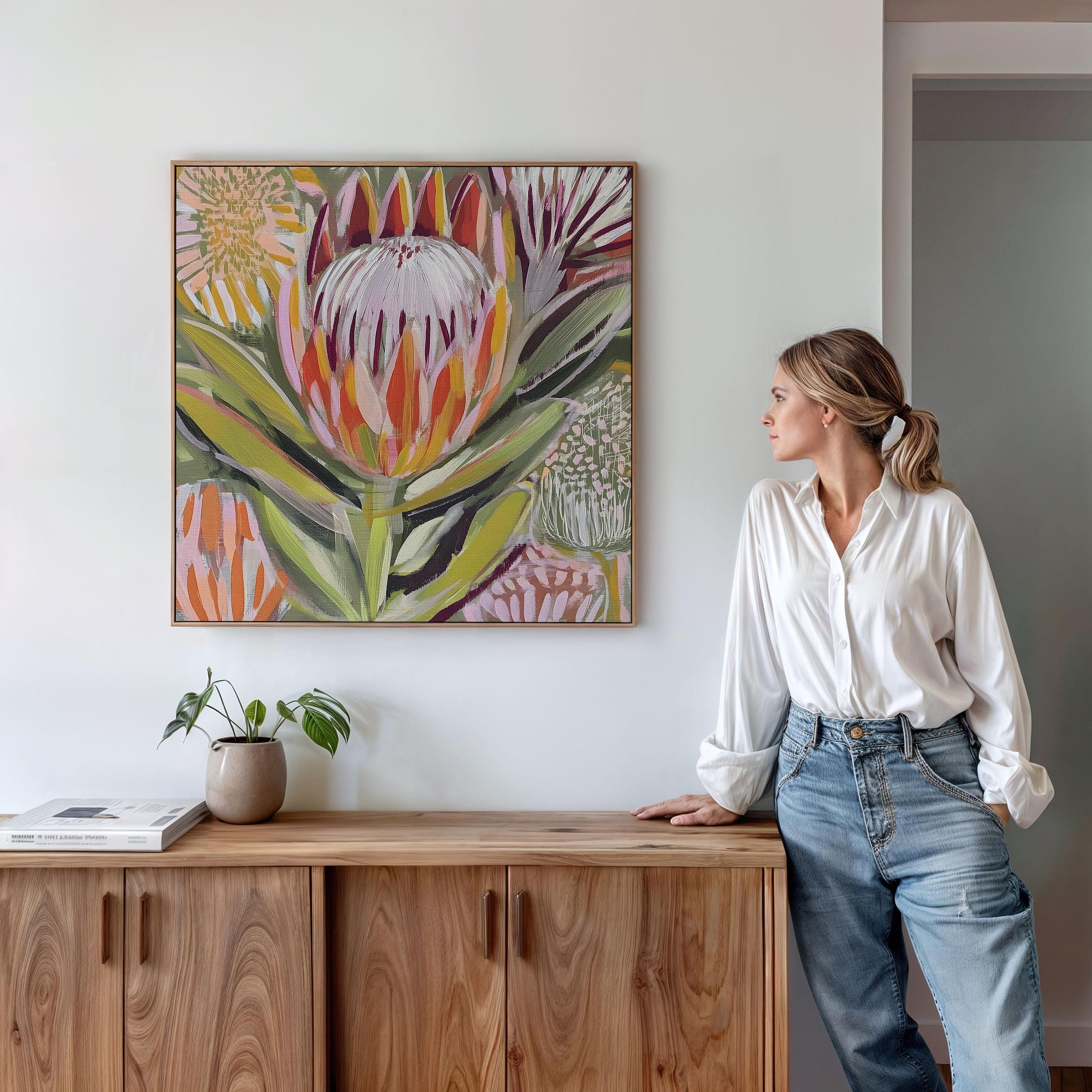 Australian Native Protea Art Print, Boho Wildflower Wall Decor ...