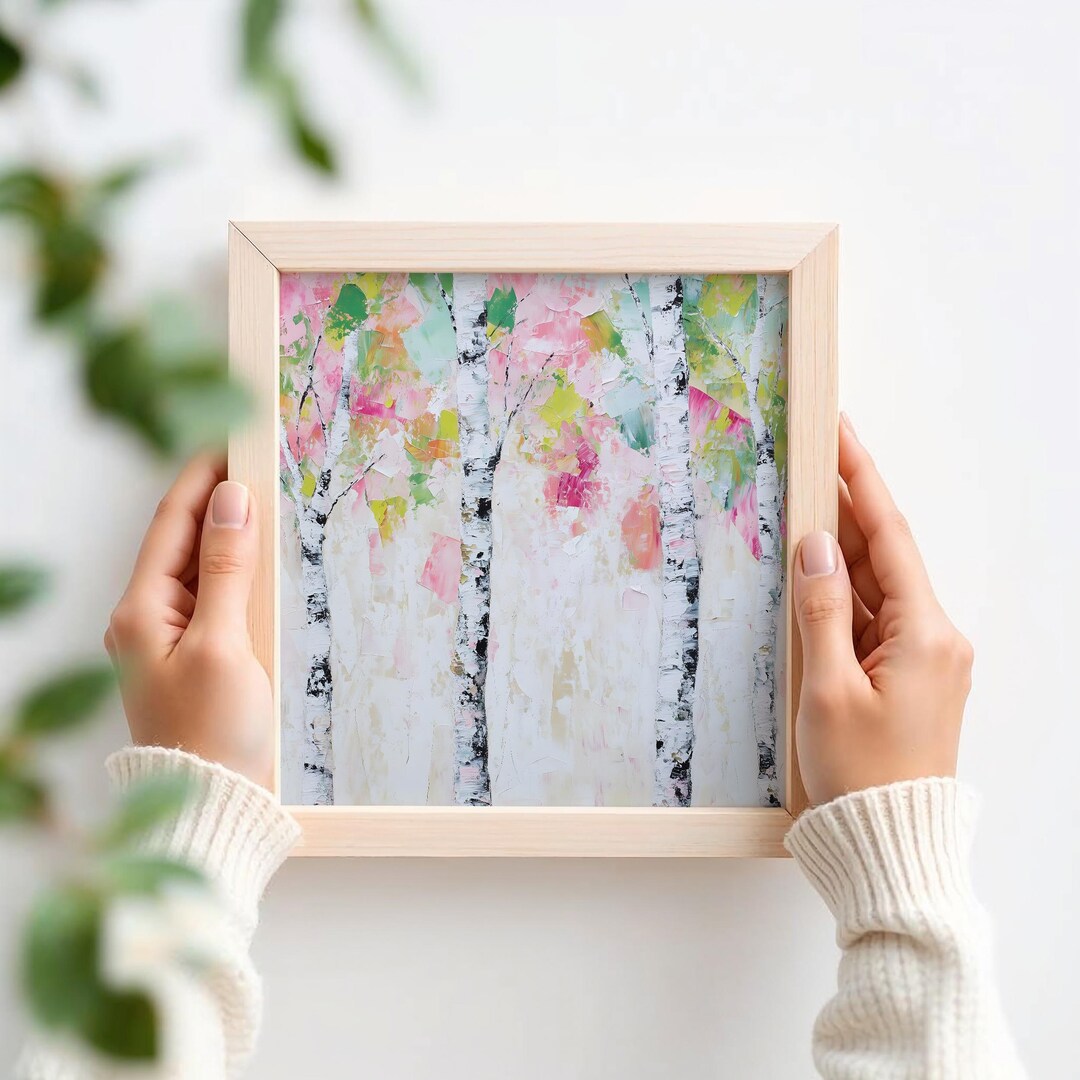 Printable Modern Abstract Painting, Digital Wall Art, Forrest, Trees ...